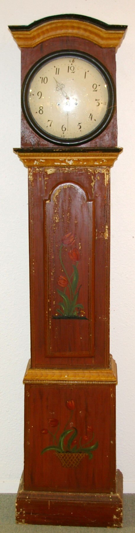 Primitive Folk Art Hand Painted Grandfather Clock