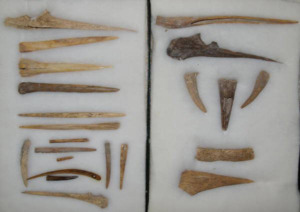 Lot Of 2 Displays Of Pre Columbian Bone Awls