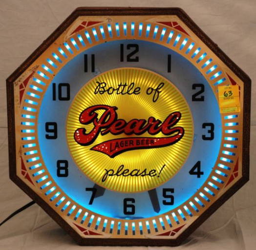 1940s Pearl Beer Neon Clock