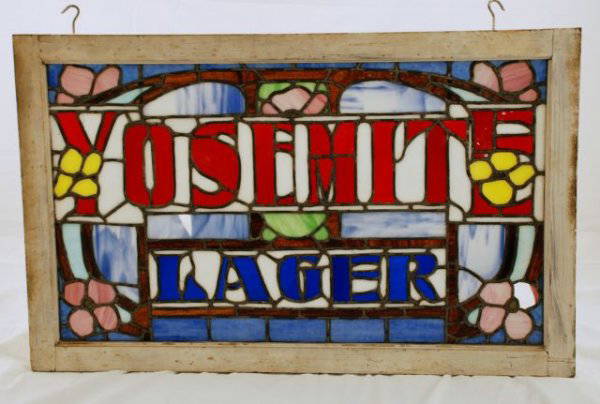 Yosemite Beer Advertising Stained Glass Window