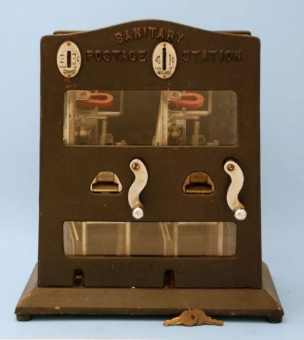 Antique Coin Operated 3 Cent Stamp Machine