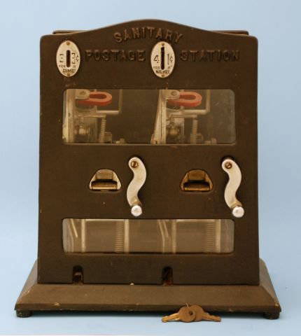 Antique Coin Operated 3 Cent Stamp Machine
