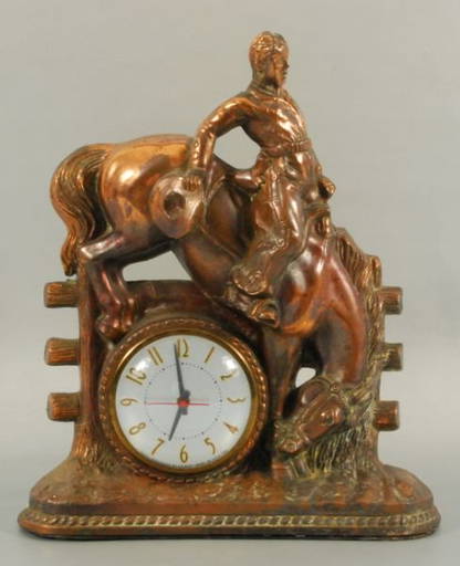 Vintage Bucking Bronco Western Clock