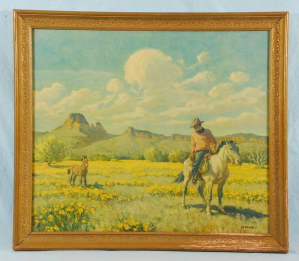 Framed Western Lithograph Ray Strang