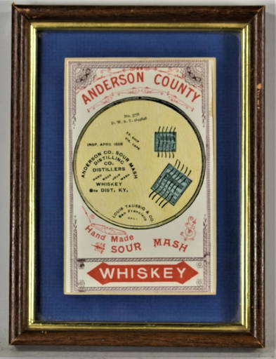 Anderson Co. Sour Mash Distilling Whiskey Paper Label