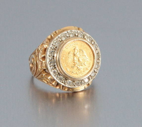 Gold Mexican Peso Ring
