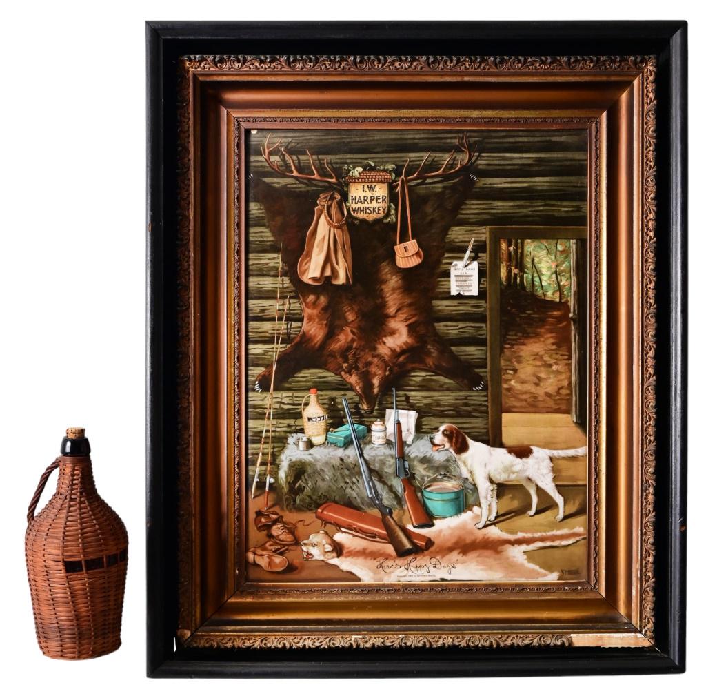 I.w. Harper Whiskey Vitrolite Sign & Bottle Auction