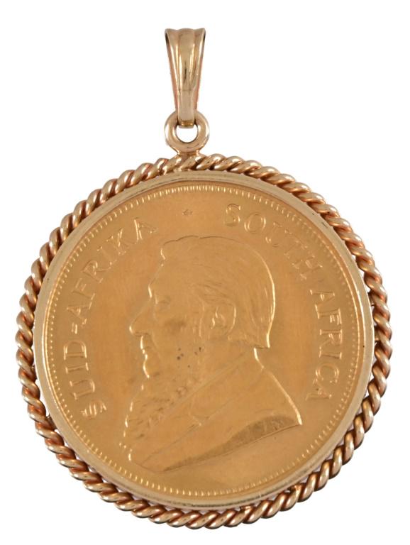 1976 South Africa 1 Oz Gold Krugerrand 14k Bezel Auction
