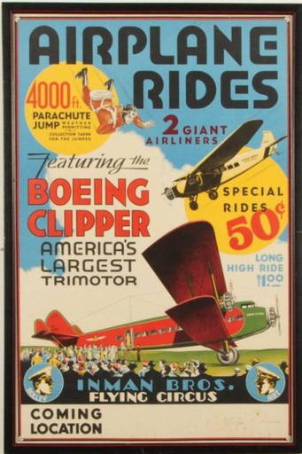 Vintage Boeing Clipper Airplane Ride Poster