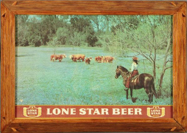 Lonestar Beer Pasture Sign In Ranch Oak Frame
