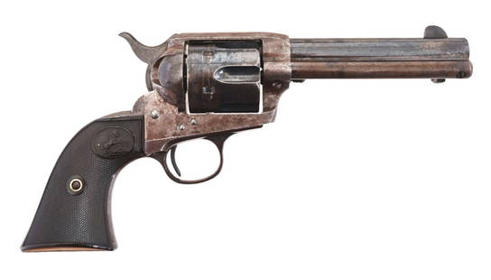 Colt Saa .45 Stag Grips In Shelton Payne Holster Auction