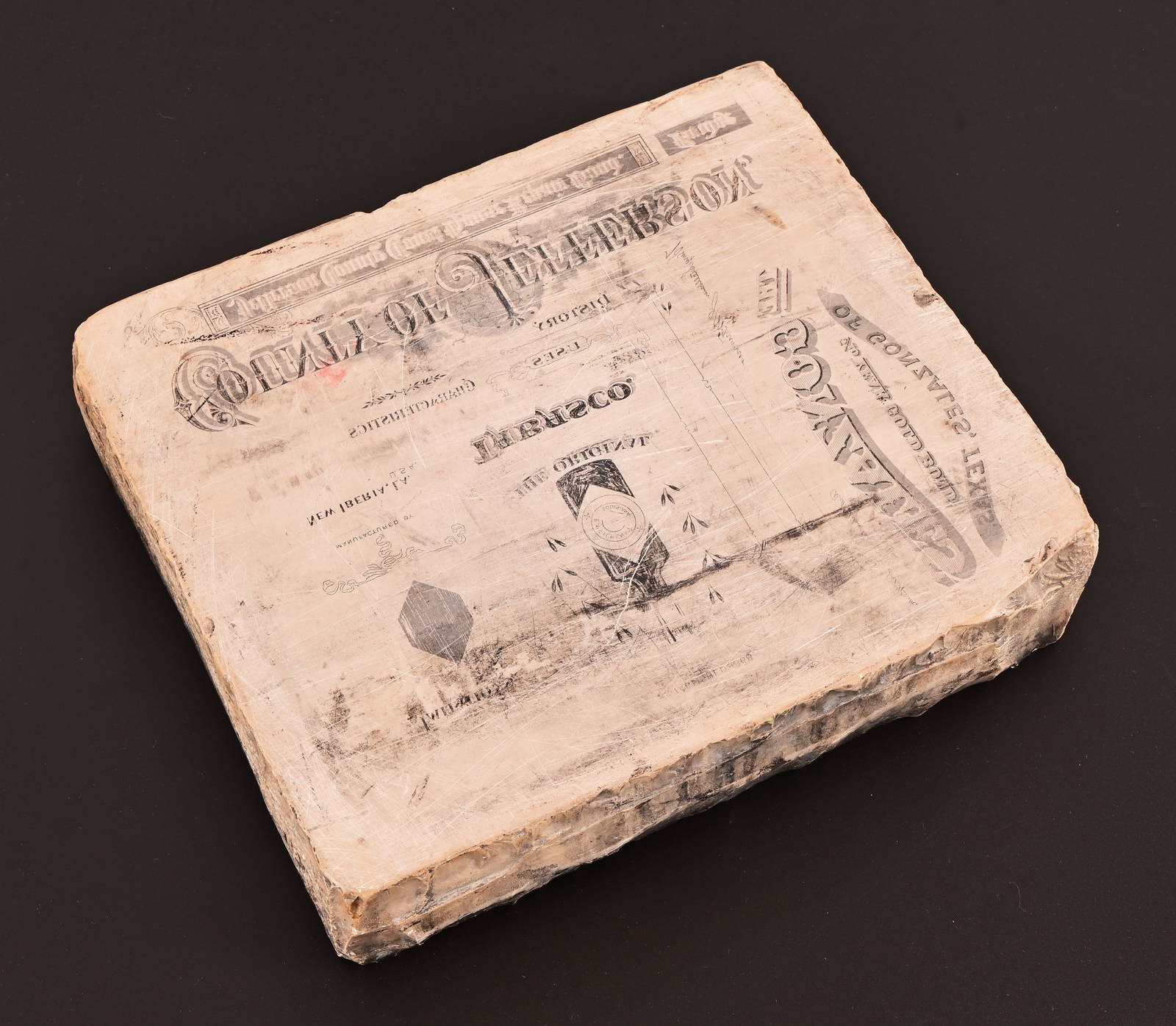 Antique Texas Lithograph Stone Printing Block Auction