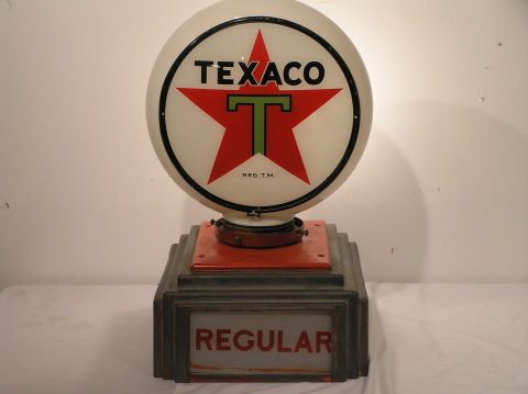7:Vintage Original Texaco Glass Globe Gas Pump Topper