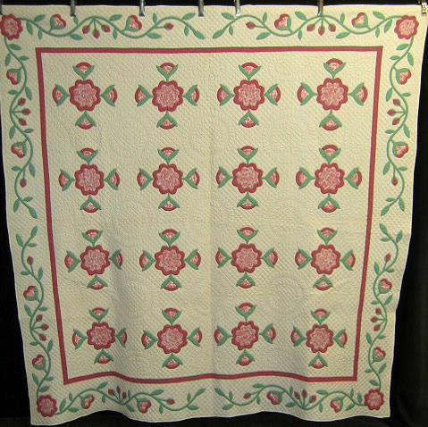 Quilt Floral Applique. Vine Border. Exceptional.