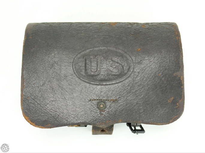 Civil War Era Embossed Leather Cartridge Box U.s. C