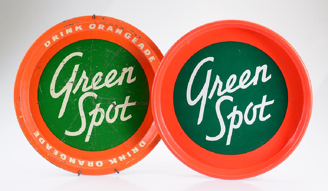 2Pcs Round Metal VINTAGE GREEN SPOT SIGNS Green