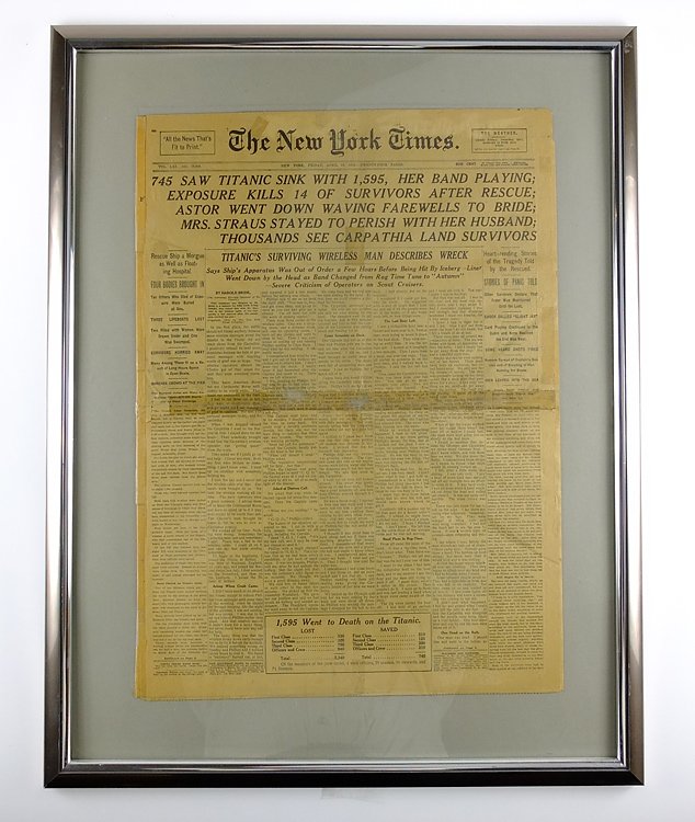 Titanic Collectible Newsprint NEW YORK TIMES TITANIC