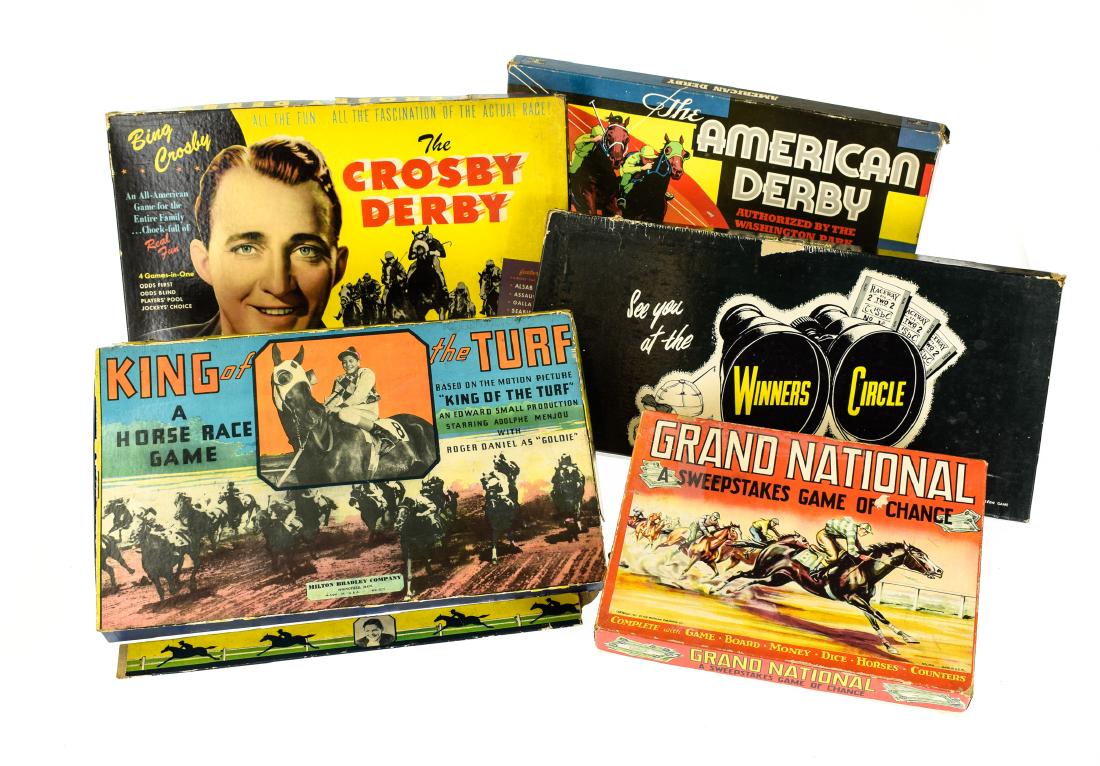 5Pcs Vintage & Antique HORSE RACING BOARD GAMES c1945