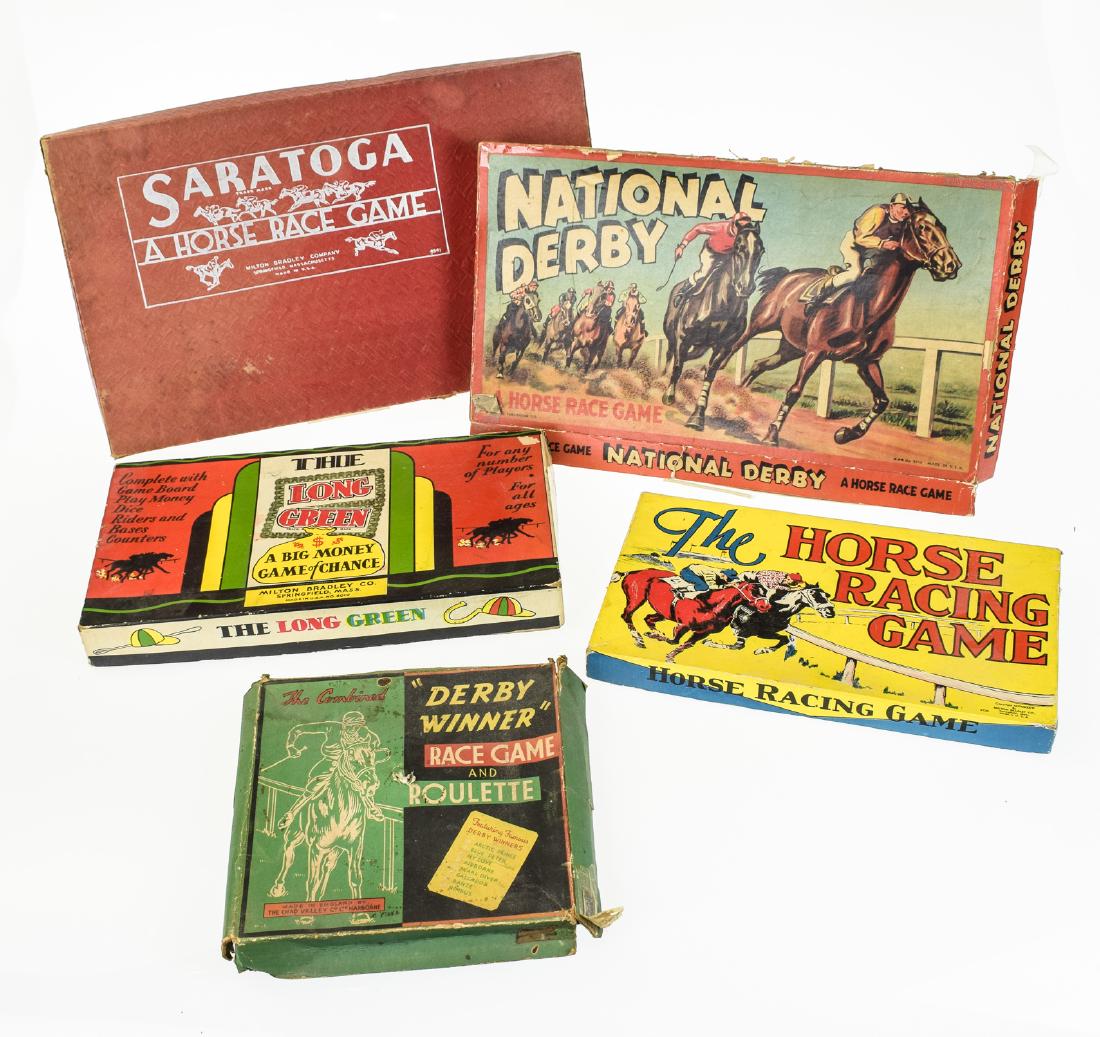 5Pcs Horse Racing Games ANTIQUE BOARD GAMES IN ORIGINAL