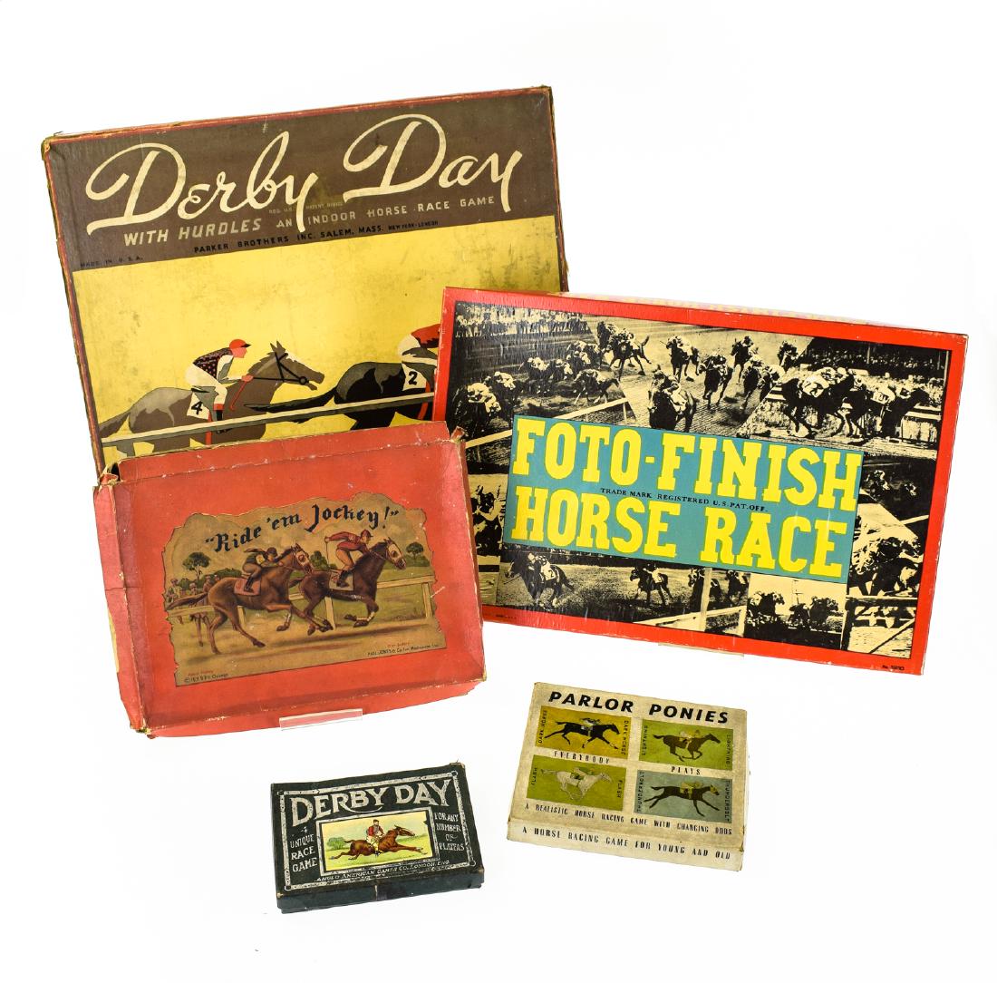 5Pcs Board Games ANTIQUE HORSE RACING GAMES c1935