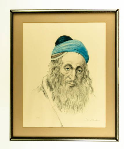 Irving Weinstein Rabbi Portrait C1960 Hand Colored