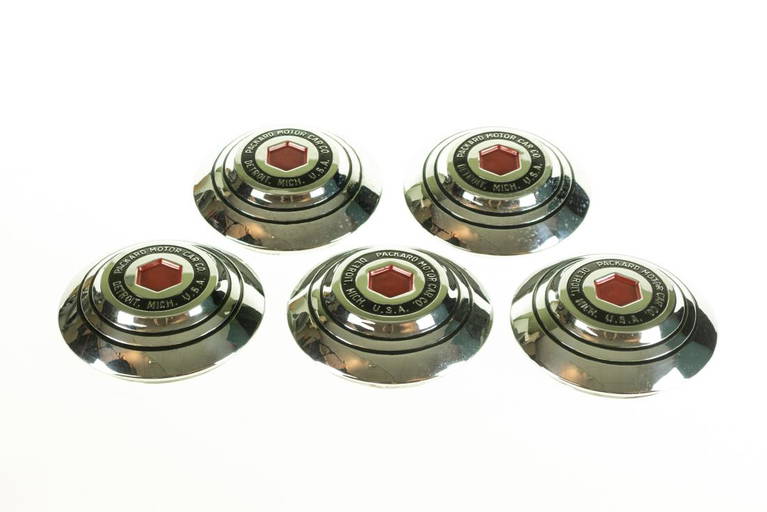 5pcs Detroit Michigan Packard Hubcaps Reproduction Red