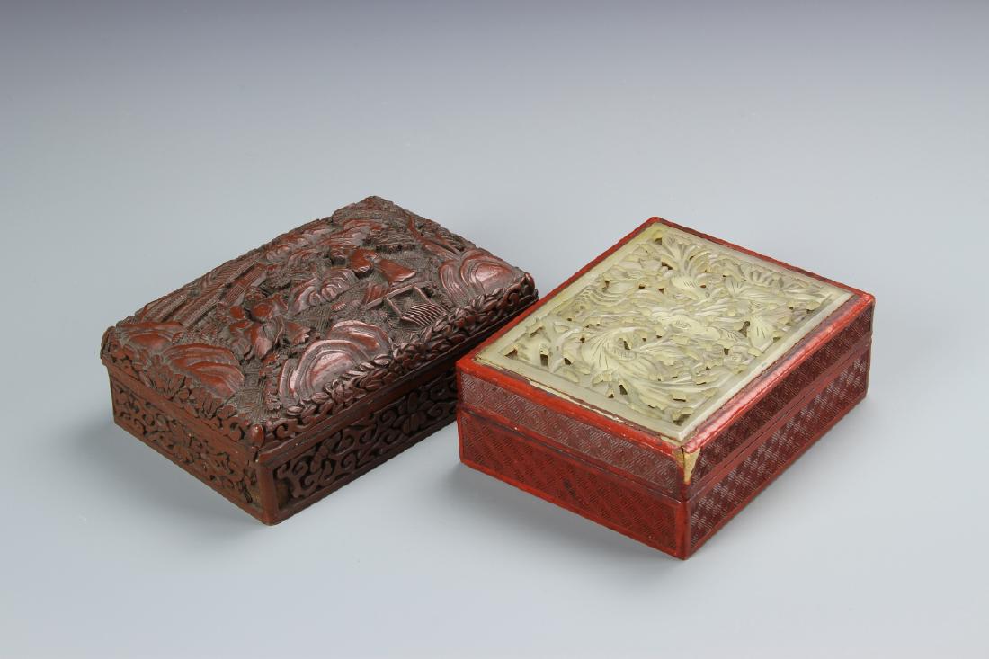 Two Chinese Cinnabar Ink Boxes