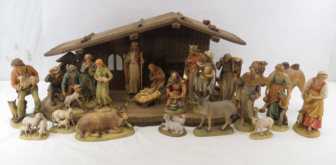 Lepi & Dolfi Hand Carved & Painted Wooden Nativity Auction