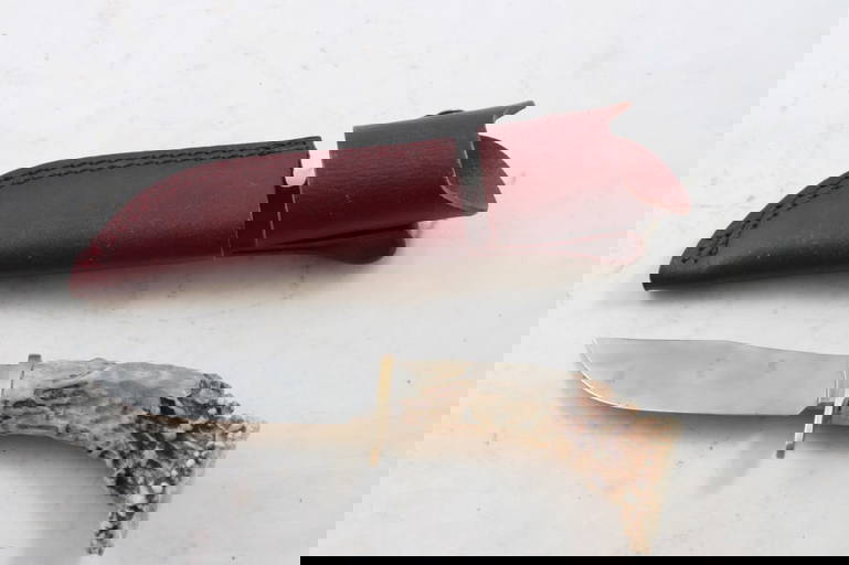 Custom Made Stag Handle Fixed Blade Knife
