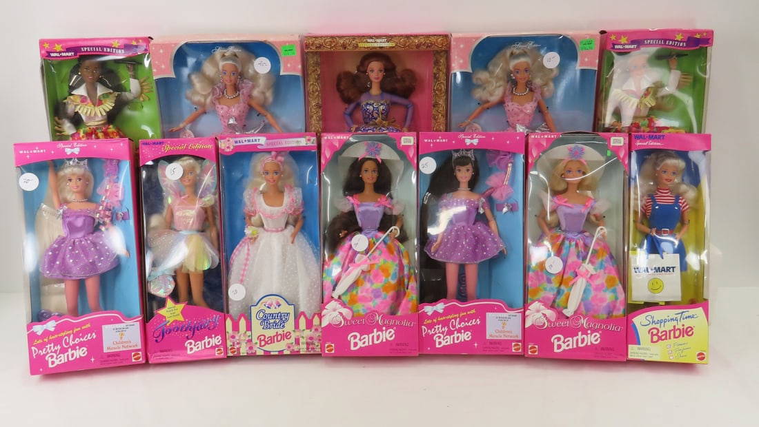 12 Vintage Walmart Exclusive Barbie Dolls In Box Auction