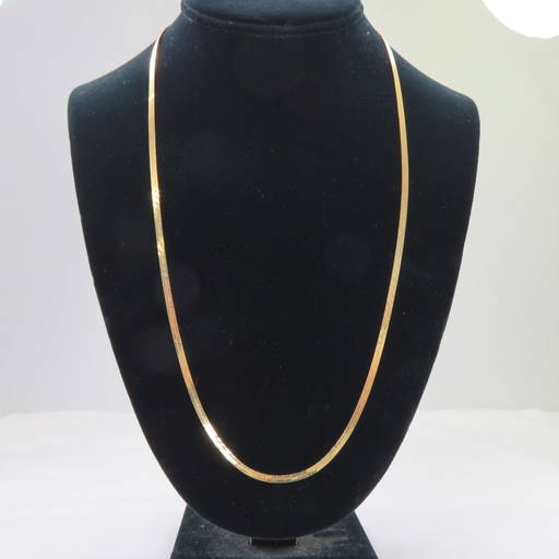 24" 14kt Gold Herringbone Necklace Made In Italy