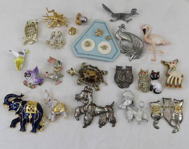 Vintage Animal Brooches Some Signed