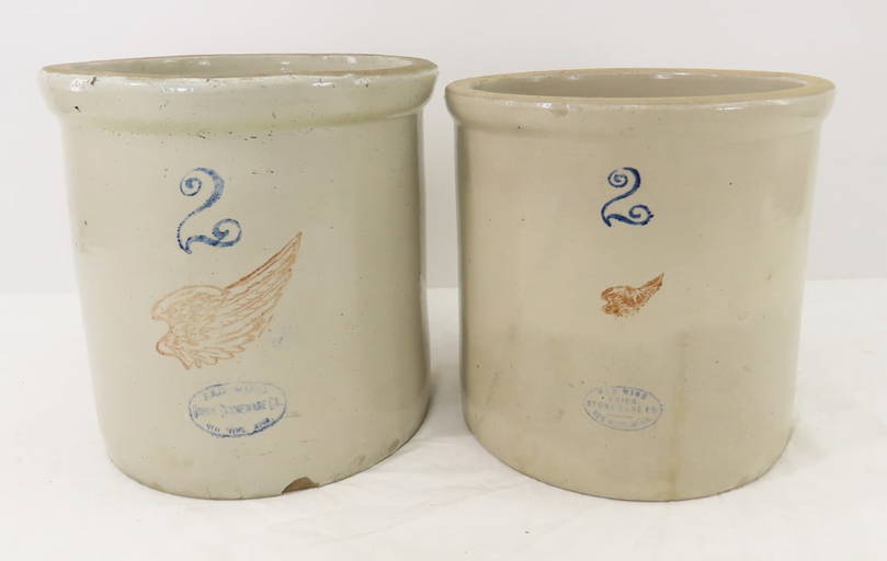 2 Gallon Red Wing Large & Small Wing Crocks