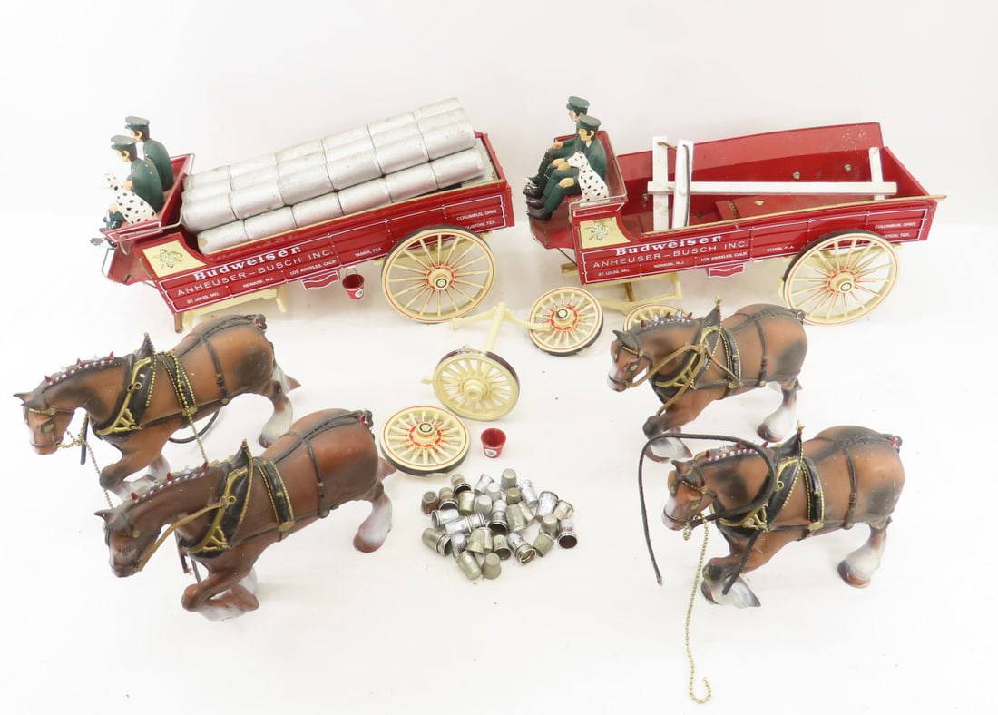 2 Vintage Budweiser Beer Wagon Models Auction