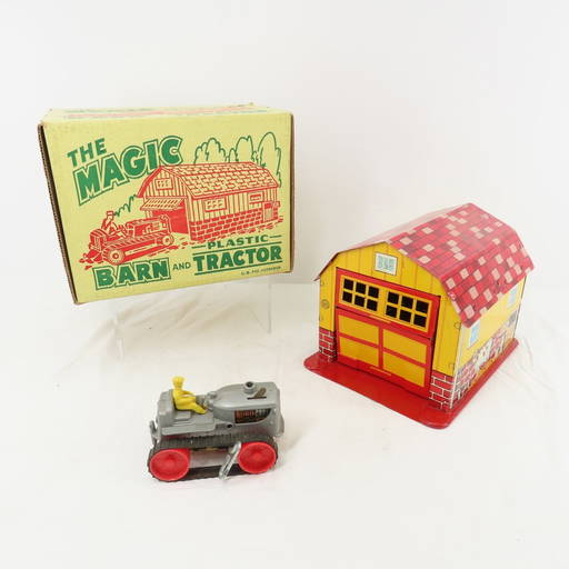 Marx The Magic Barn & Plastic Tractor Set In Box