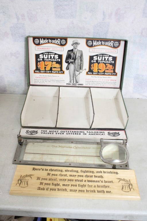 1932 Tailor Store Display, Wood Motto Board & More Auction