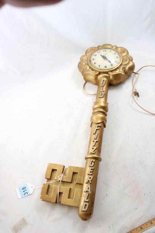 Old Fitzgerald Whiskey Lanshire Skeleton Key Clock Auction