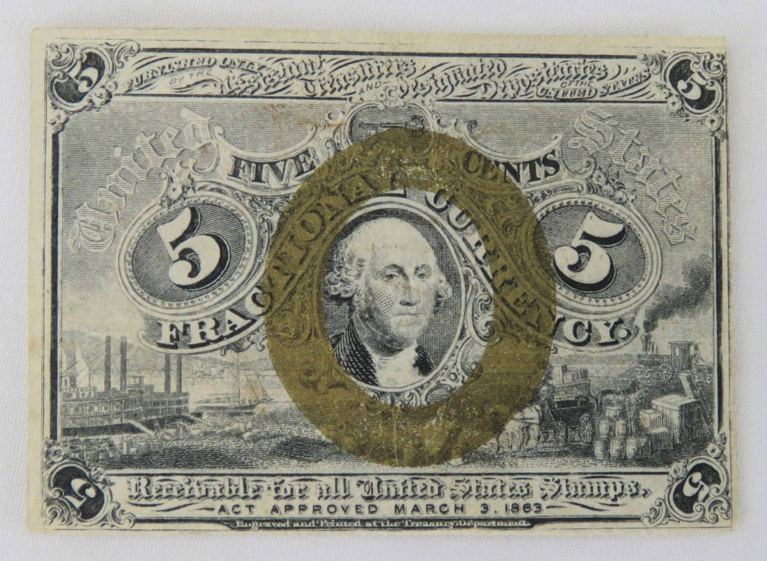 1863 5 Cent Fractional Currency Note Auction