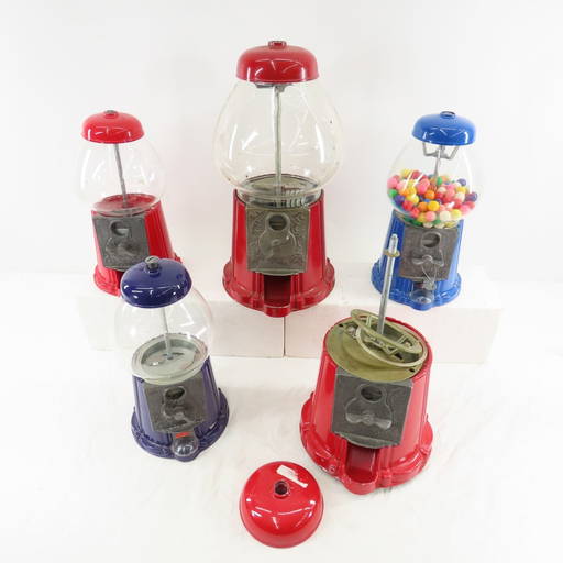 5 Vintage Gumball Machines For Parts Or Repair