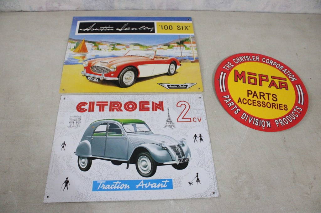 3 Auto Advertising Metal Signs Auction