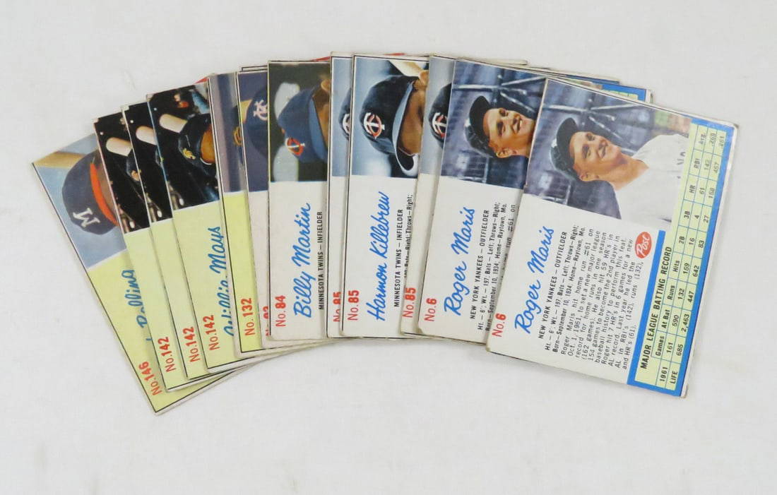13 1962 Post Cereal Baseball Cards- Many Stars Auction