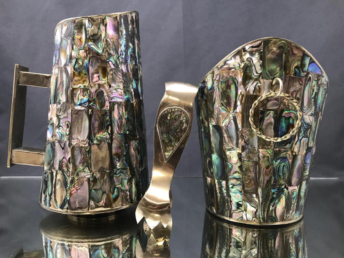 3 Piece Mid Century Modern abalone shell, bar set