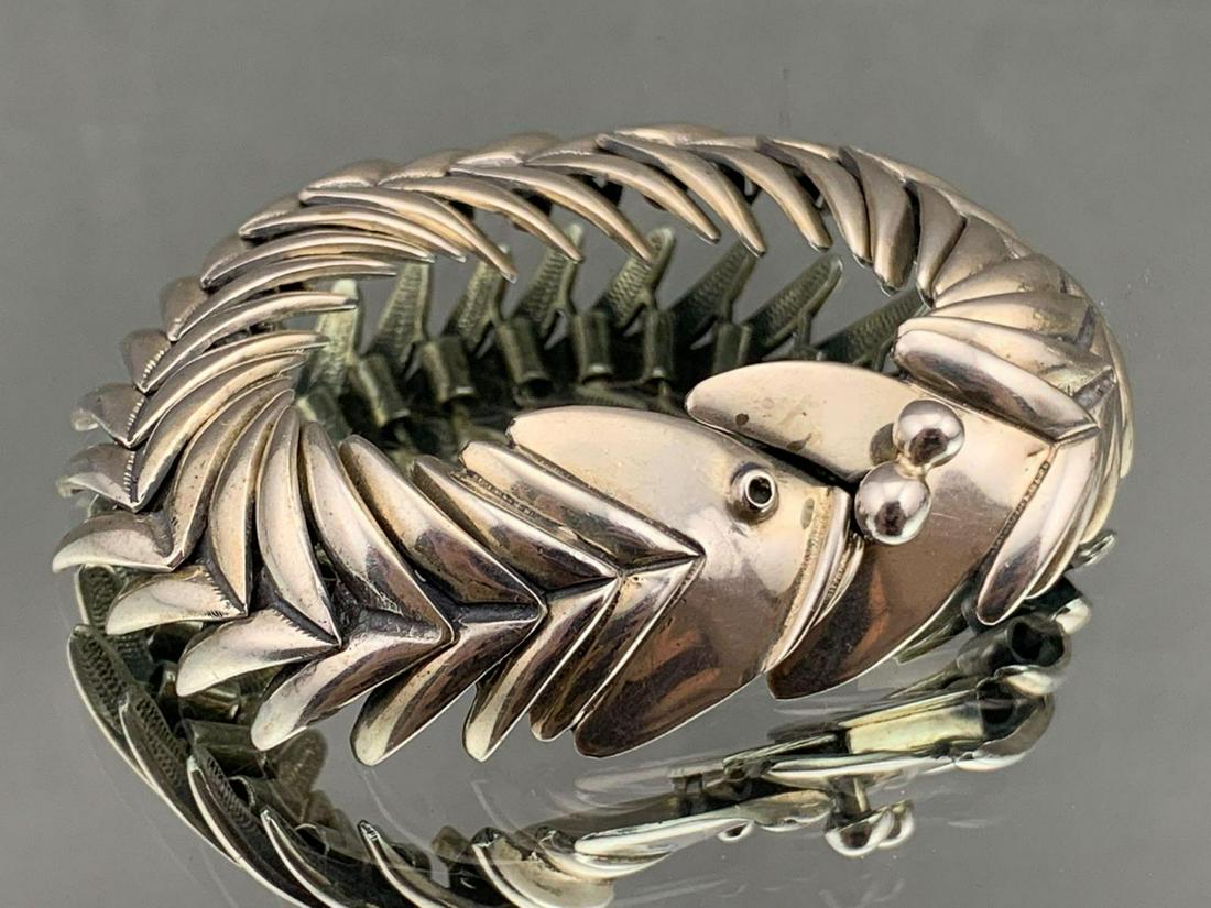 Vintage Mexican Sterling Silver Fish Scale Bracelet,