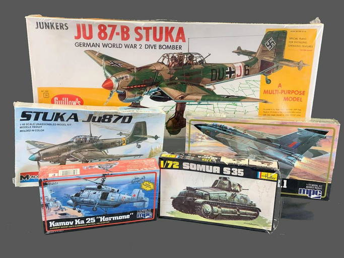 Five Vintage Model Airplane Kits, New Old Stock