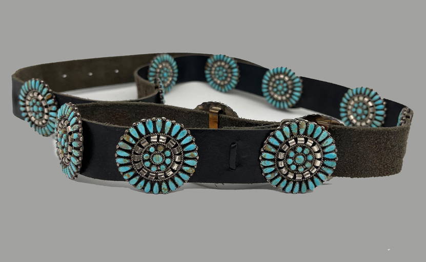 Phenomenal Zuni Concho Belt With 11 Sterling And