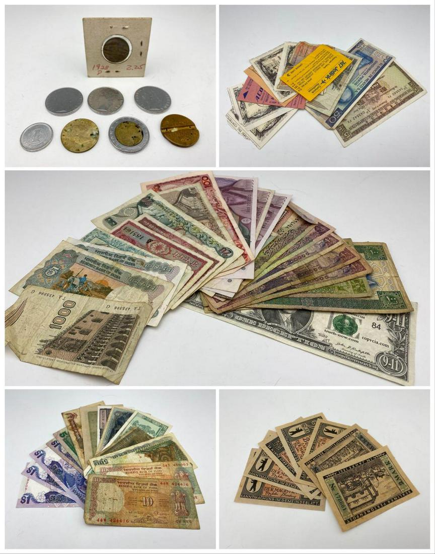Foreign Bills And Coins From Around The World