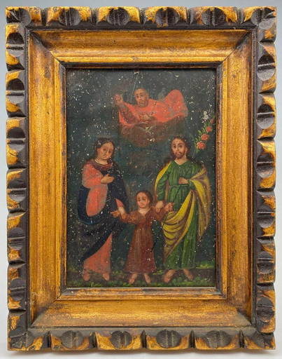 Fine Spanish Colonial 19th Century Retablo Painting On