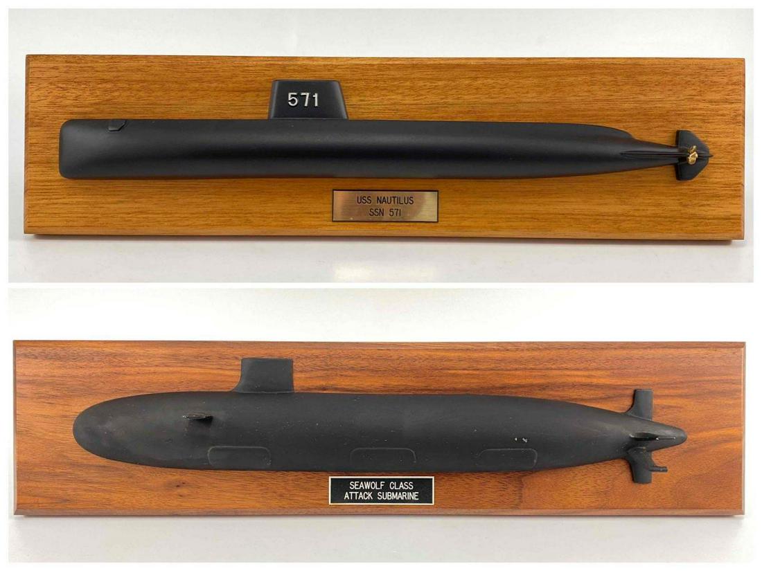 Two Us Navy Half Hull Model Submarines