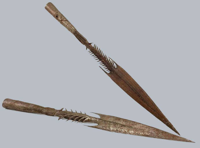 Two African Barbed Iron Spear Heads