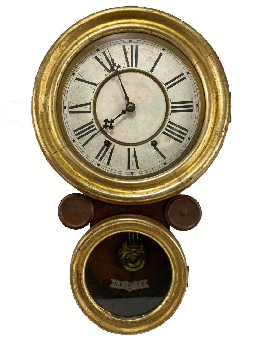 Antique Gilt Ansonia Wall Clock